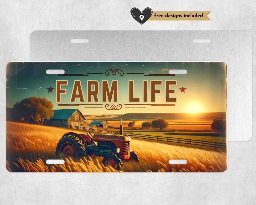 Rustic Farm Life License Plate Sublimation Design Digital Download PNG ...