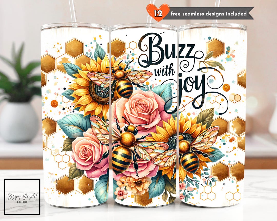 Positive Affirmations Buzz With Joy Tumbler Wrap, Bee Affirmation 20 Oz ...