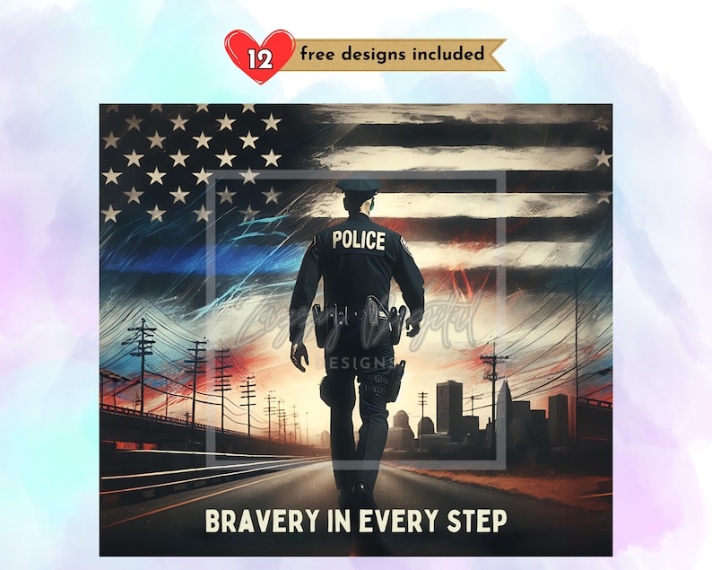 Police Officer Flag Tumbler Wrap 20 Oz Skinny Tumbler Sublimation ...