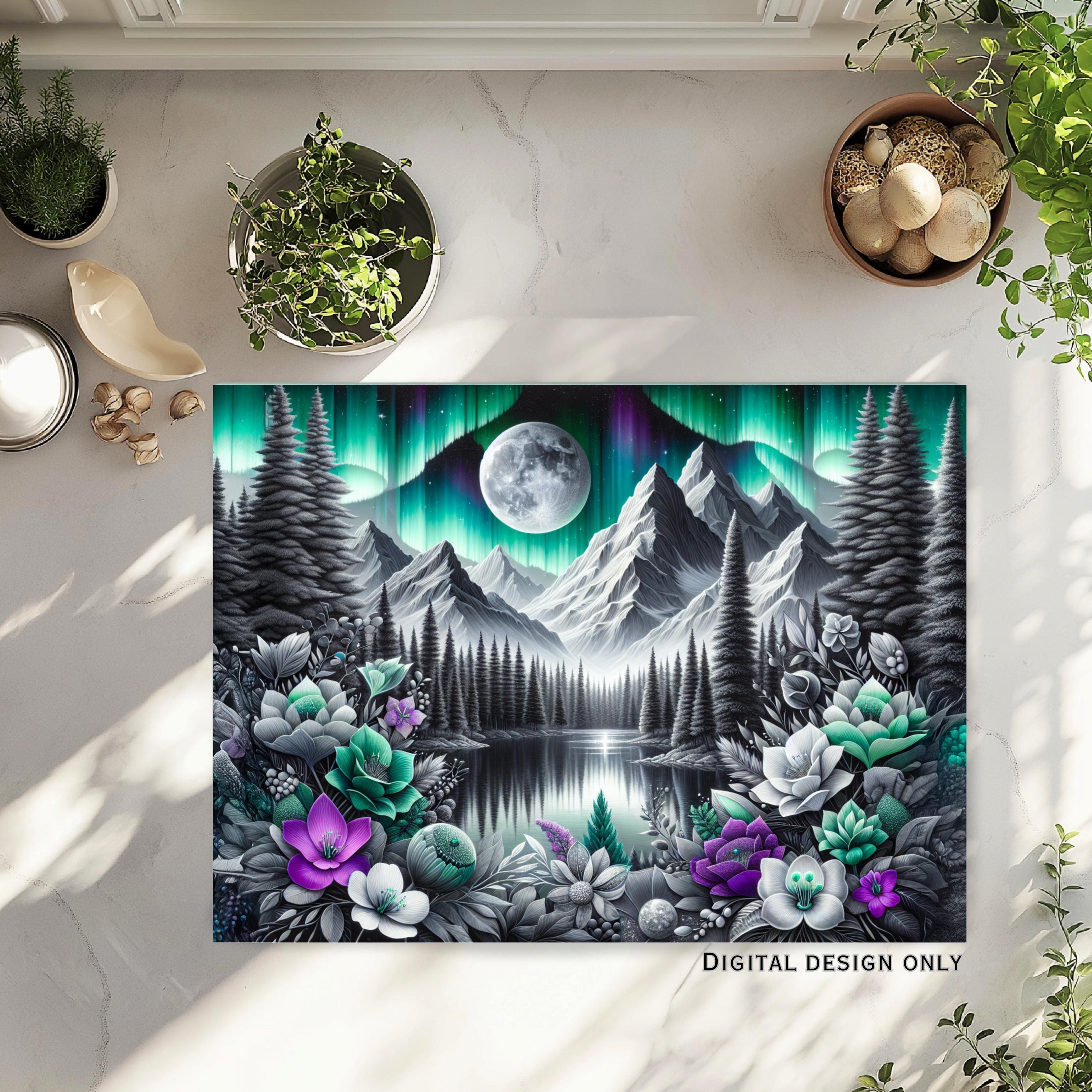 Northern Lights Kitchen Glass Cutting Board PNG, Aurora Borealis ...