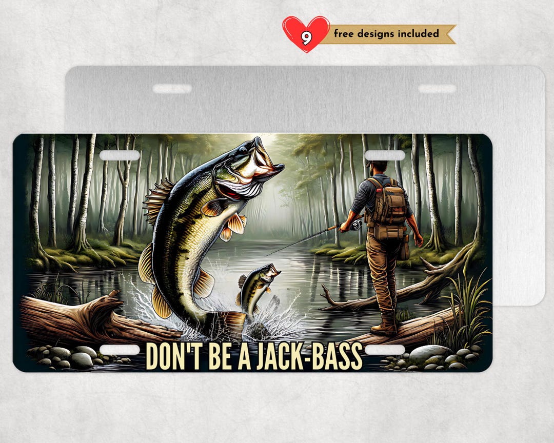Bass Fishing License Plate Sublimation Design Digital Download PNG ...