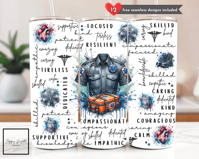 EMT Tumbler Sublimation Design: Paramedic Wrap (digital Download PNG ...