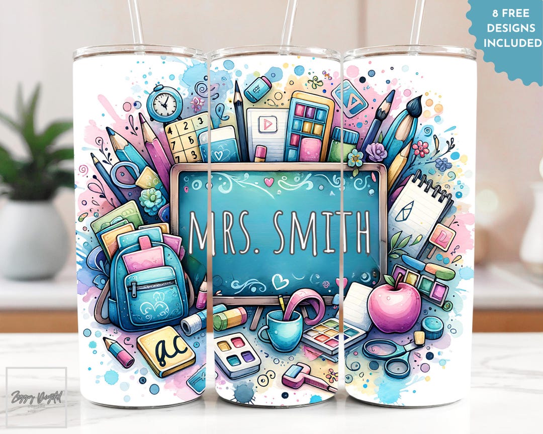 Personalized Custom Teacher 20 Oz Skinny Tumbler Sublimation Design ...