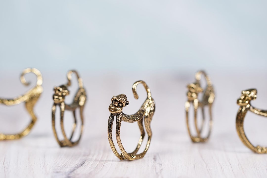 Set of 10 Monkey Napkin Rings Gold - Etsy