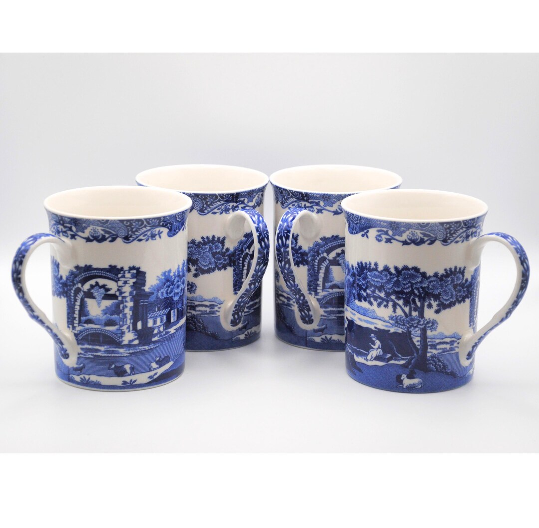 Porcelain Spode Blue Italian Coffee Mugs Set of Four - Etsy