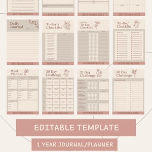 Personalized Editable Journal Digital Download Self Care Planner ...