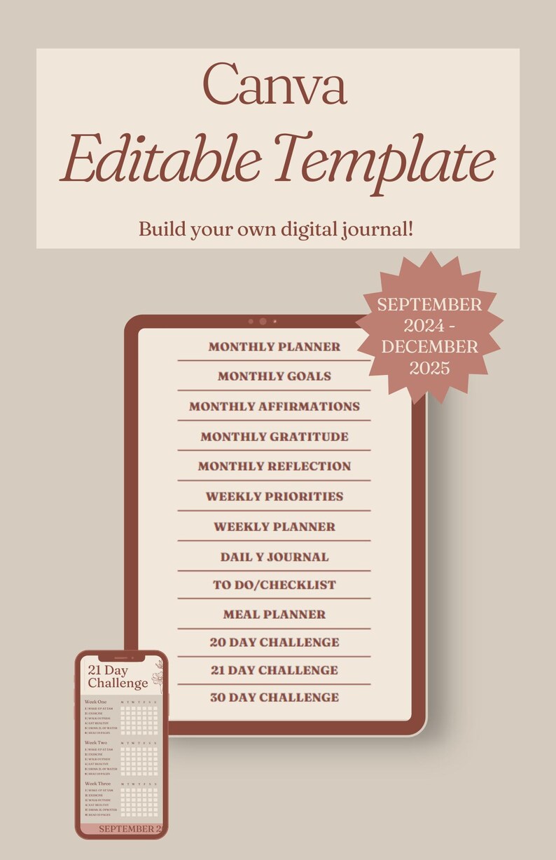Personalized Editable Journal| Digital Download| Self Care Planner ...