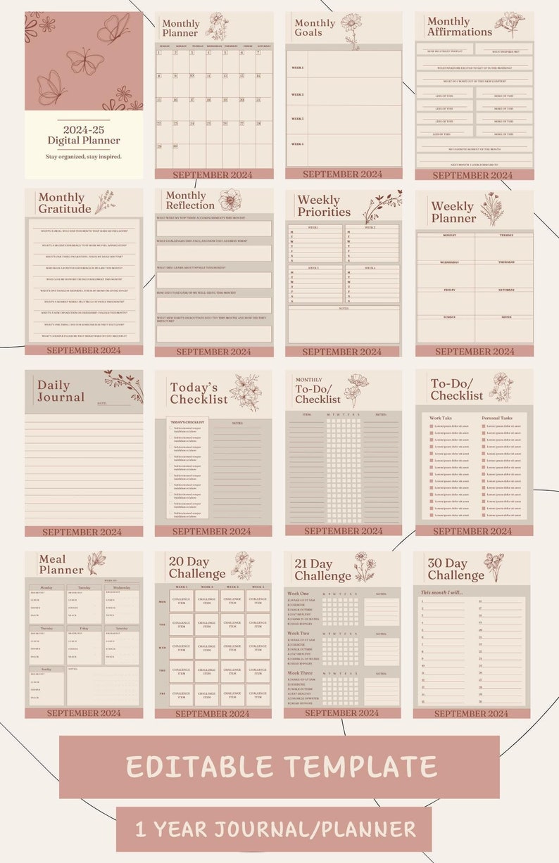 Personalized Editable Journal| Digital Download| Self Care Planner ...