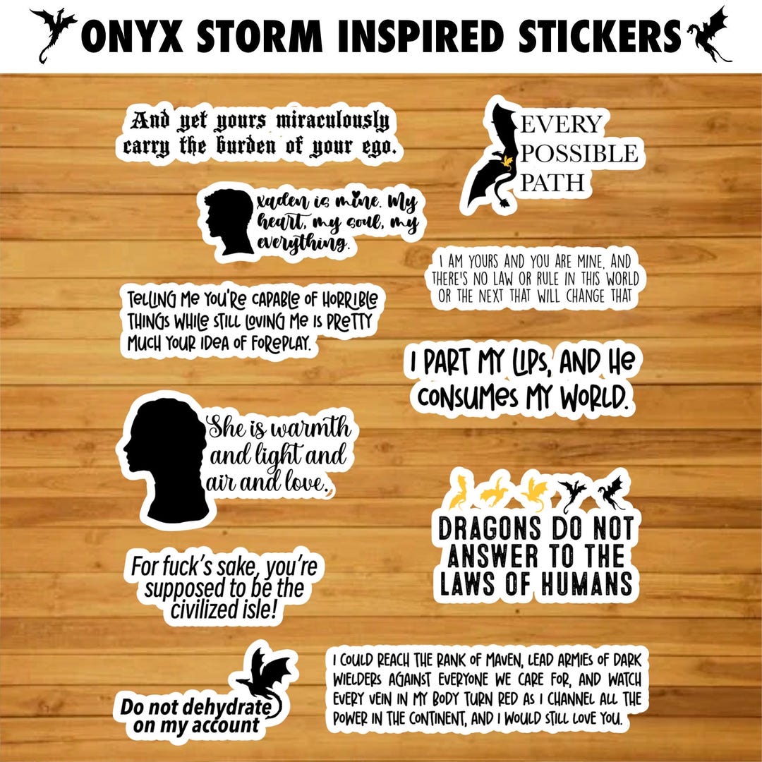 Onyx Storm Inspired Stickers: Waterproof Vinyl Decal Set - Etsy