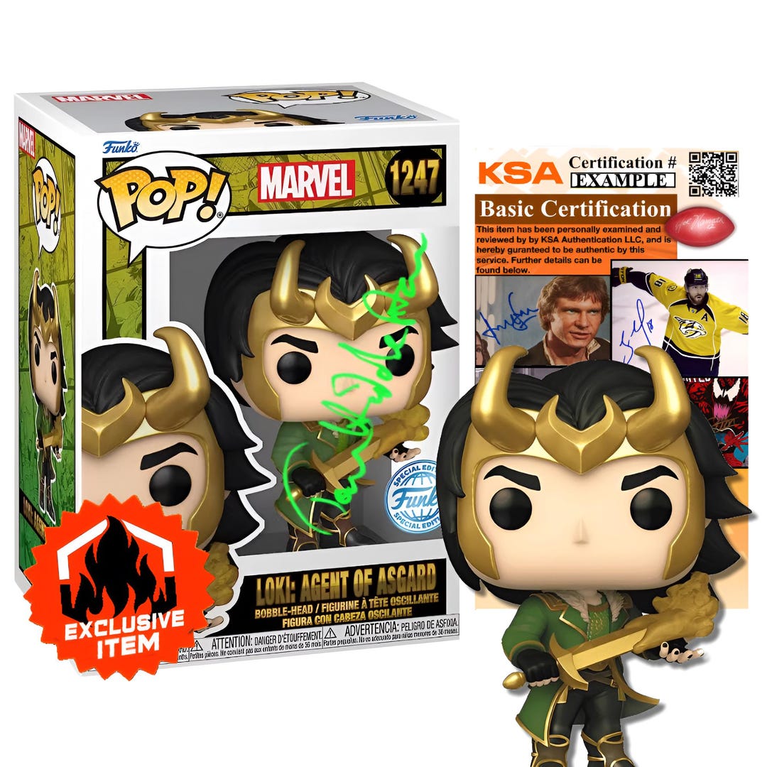 Tom Hiddleston Autographed Loki Funko Pop Marvel Loki Agent of Asgard ...