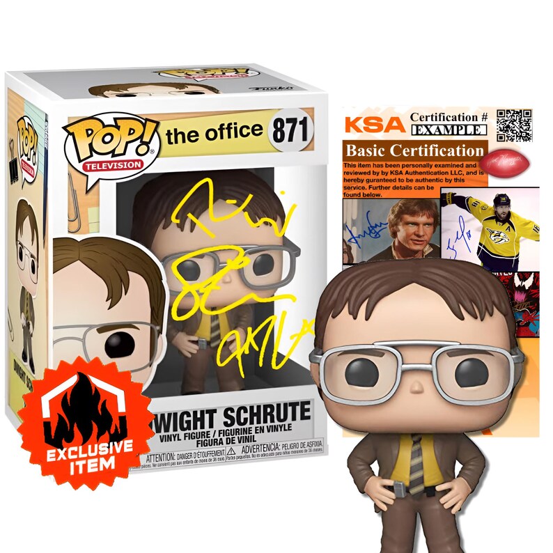 The Office Cast Autographed Dwight Schrute Funko Pop Steve Carrell ...