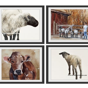 For Him Sheep Painting Farm Painting Sheep Print of Sheep Lamb Folk Art ...