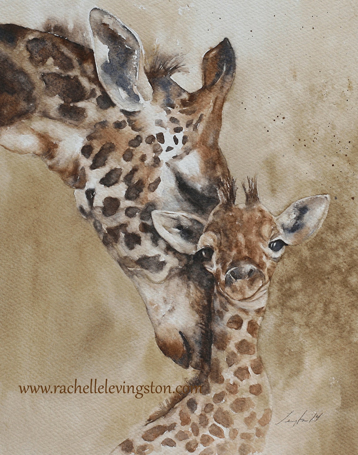 Watercolor Giraffe Print Set: Mother and Baby Animal Nursery Art - Etsy