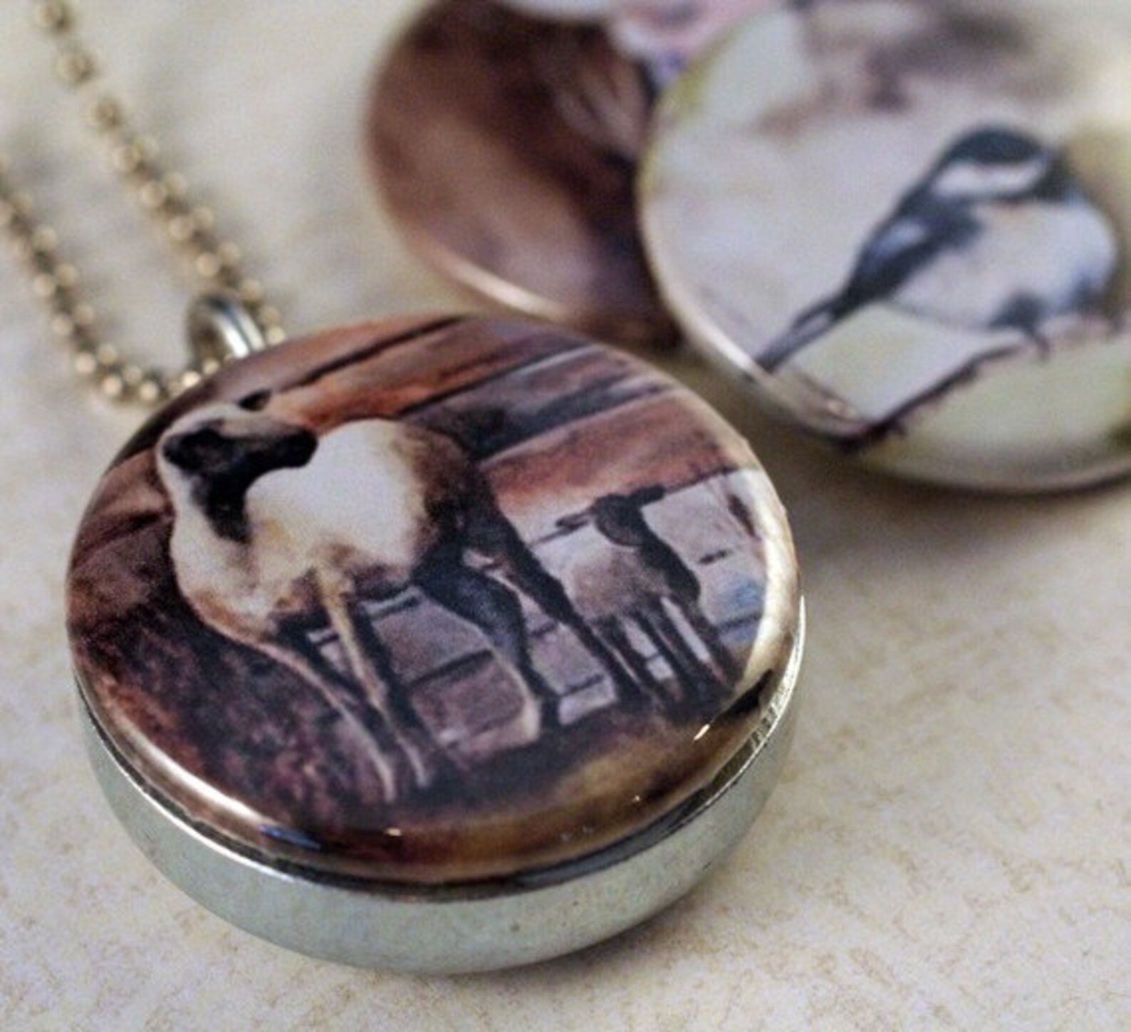 Bird Locket Sheep Locket Portrait Painting Interchangeable Locket Set ...