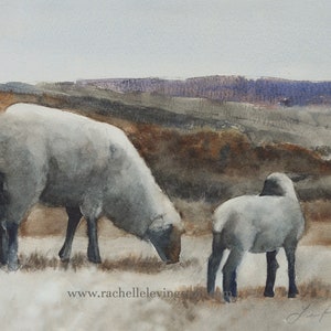 Mother and Baby Lamb Watercolor Painting- Baby Lamb Art PRINT- Baby ...