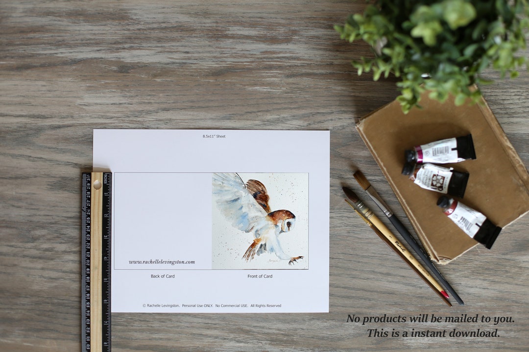 Flying Barn Owl Card. PRINTABLE Owl Card. Instant DOWNLOAD of Owl Card ...