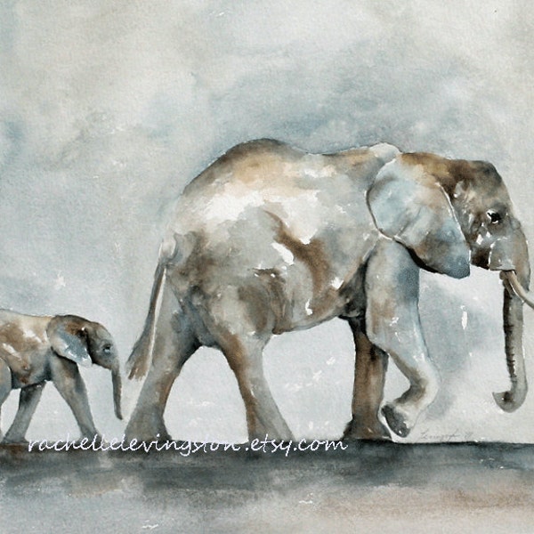 Elephant Art Print - Etsy