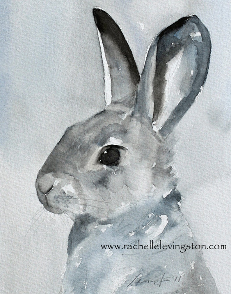 Painting of Watercolor Bunny PRINT. Realistic Watercolor - Etsy
