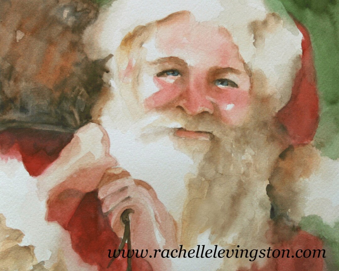 Vintage Santa Print- Painting of Santa Art PRINT- Christmas Wall Decor ...