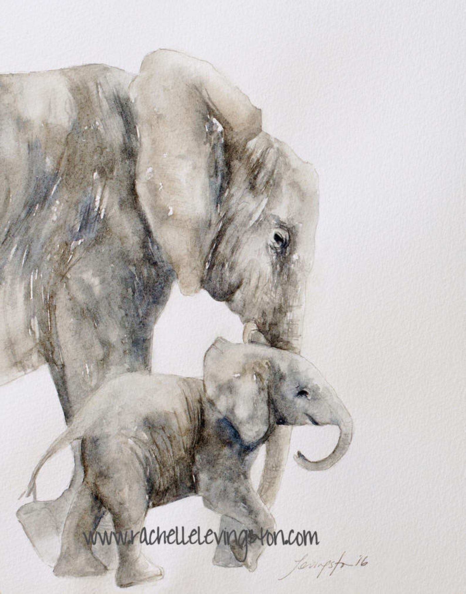 Watercolor Print Set of Baby Animals With Mother and Baby | Etsy