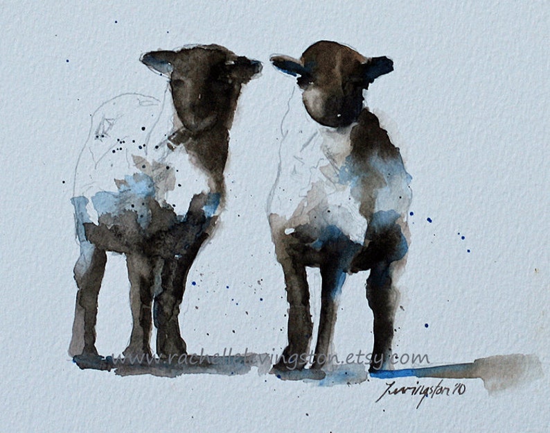 Set of TWO art prints of Sheep. Watercolor painting of sheep | Etsy