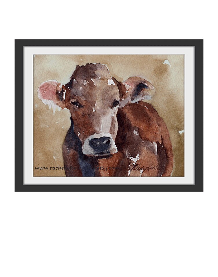 Painting of Jersey Cow ART PRINT Watecolor. Cow Print of | Etsy