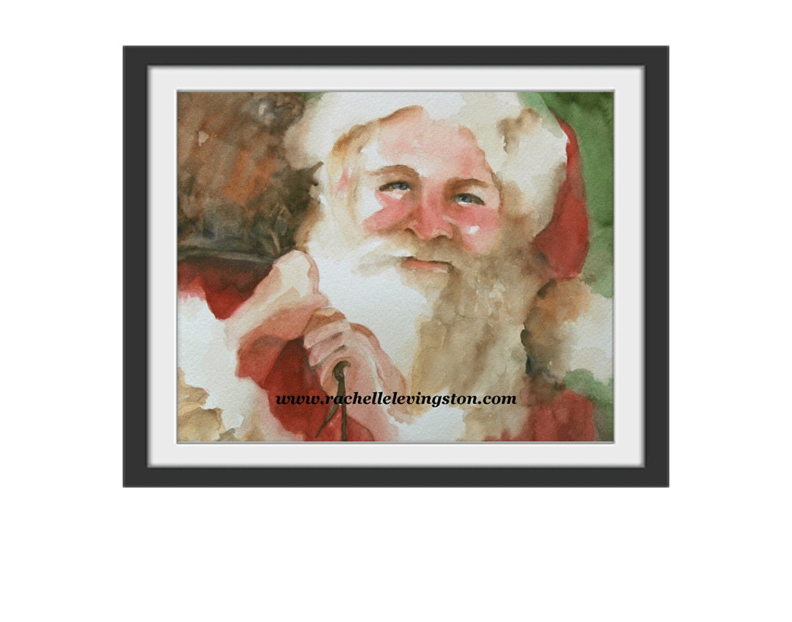 Vintage Santa Print. Painting of Santa. Santa Art PRINT. - Etsy
