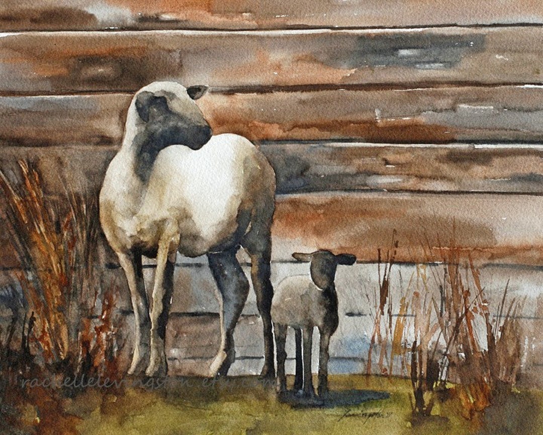 Sheep Watercolor Art Print: Farm Animal Painting - Etsy