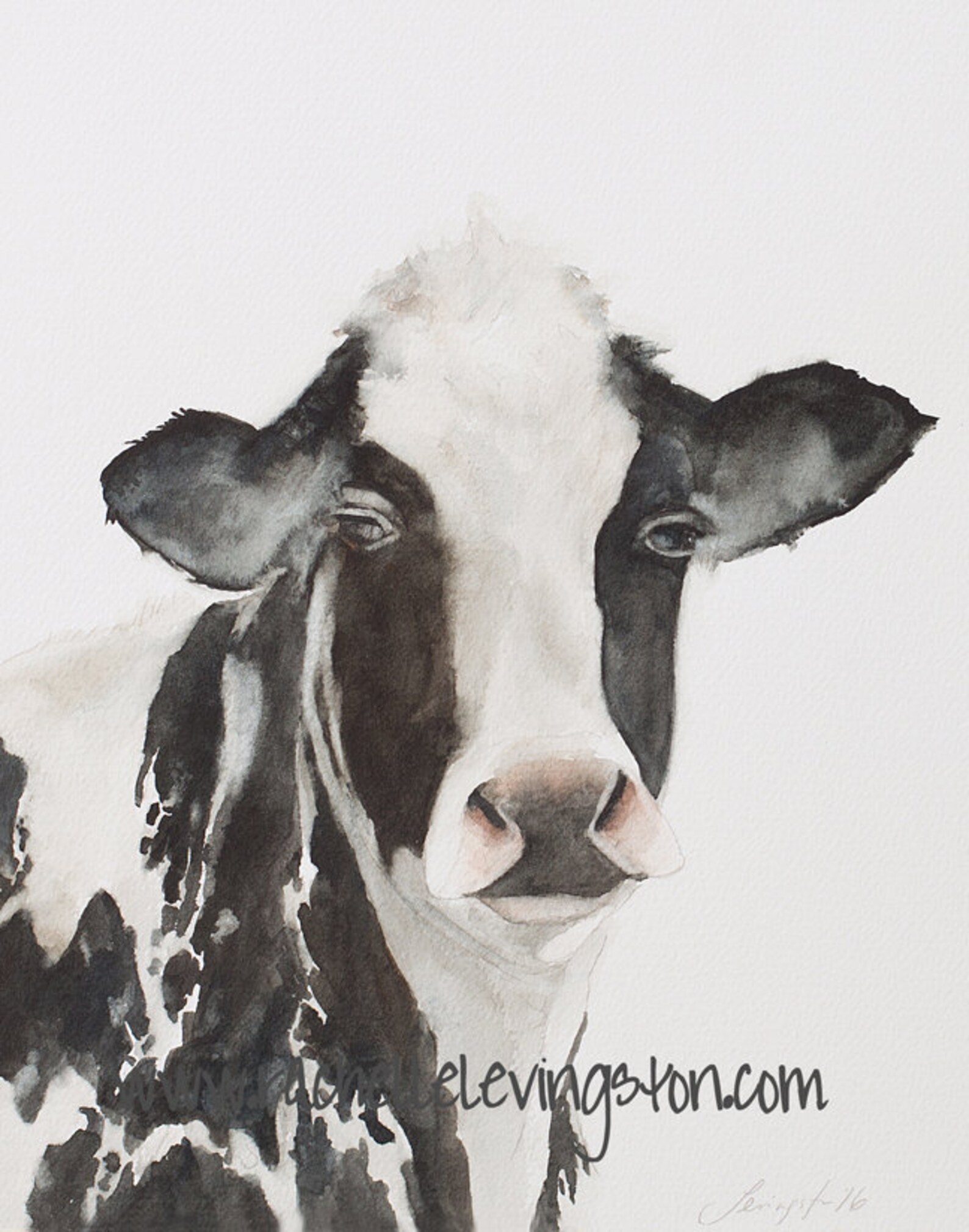 Holstein Cow Painting. Holstein Cow Print. Black and White COW - Etsy