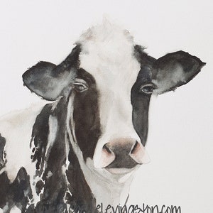 Holstein Cow Painting. Holstein Cow Print. Black and White COW - Etsy