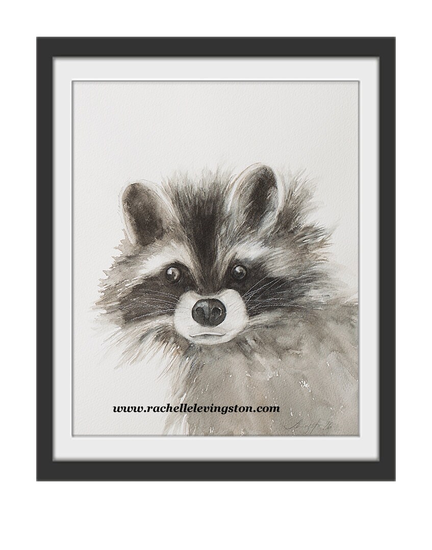 Raccoon Painting of Raccoon Art Print Woodland Nursery Print Modern ...
