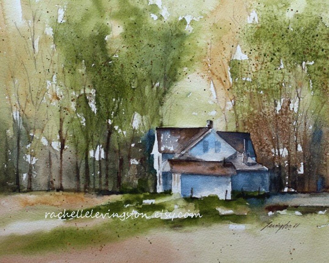 Landscape Painting Farm Painting Farm PRINT SET of 2 Homestead Farm Art ...
