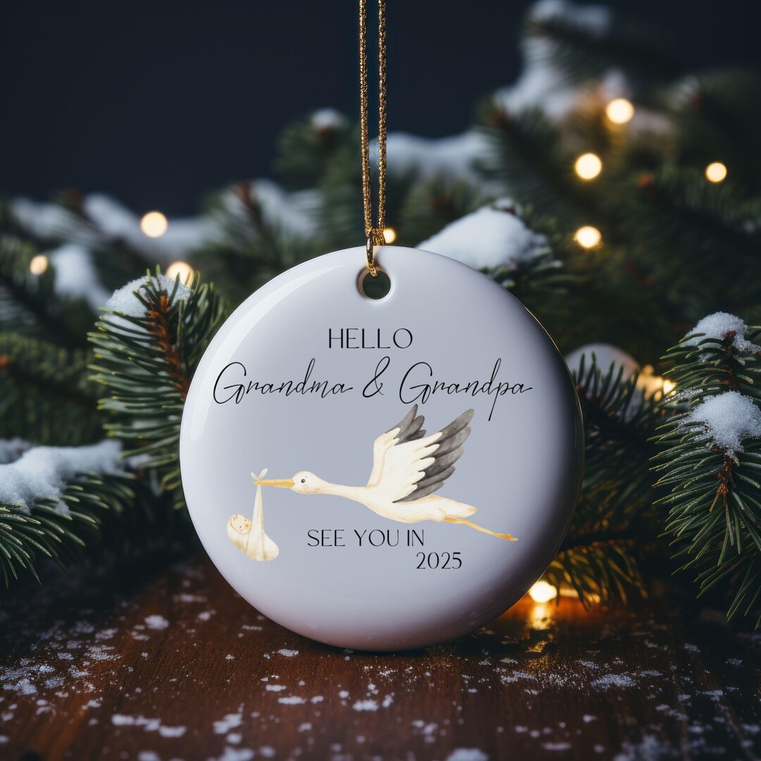 Hello Grandma and Grandpa Ornament, Gift for Grandparents, Pregnancy ...