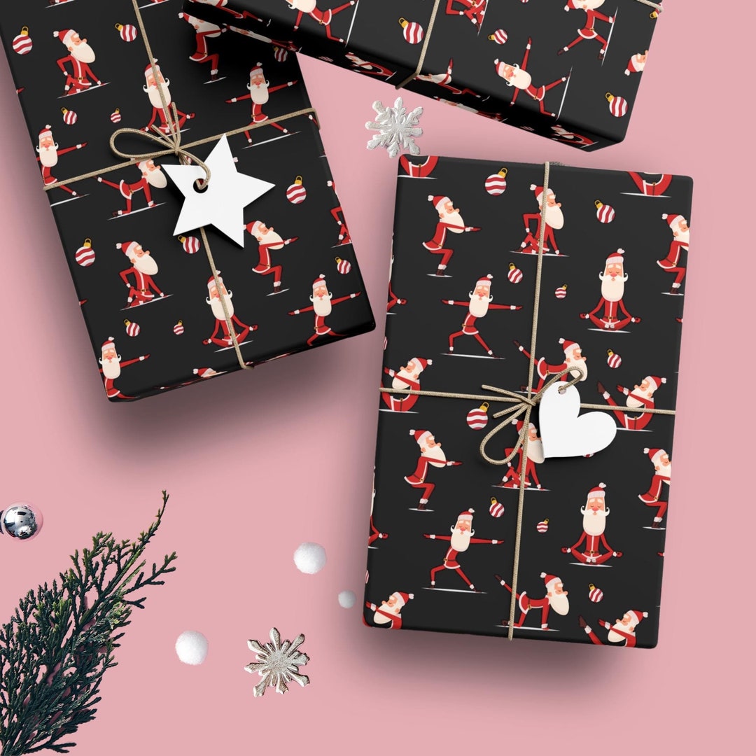 Christmas Yoga Santa Wrapping Paper, Fun Wrapping Paper, Xmas ...