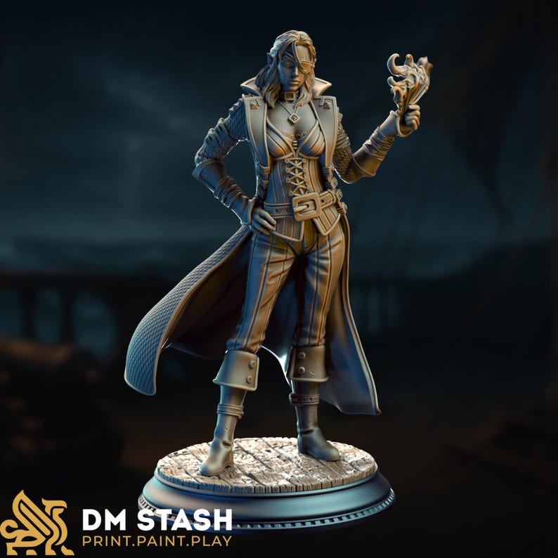 Pirate Sorceress Miniature | Female Mage With Fire Magic by DM Stash - Etsy