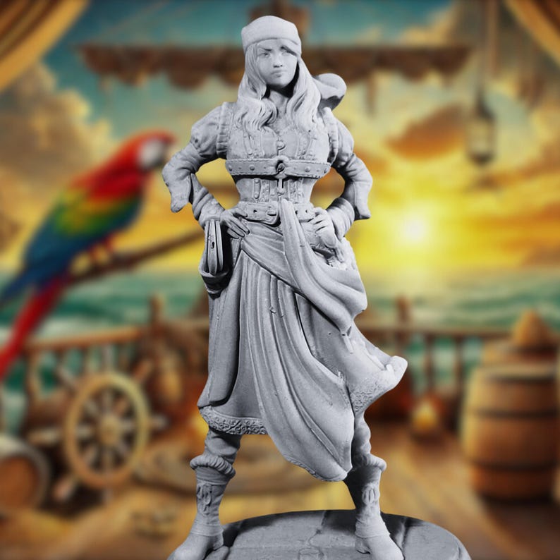 Female Swashbuckler Rogue Miniature | Pirate Girl Fantasy TTRPG Figure ...