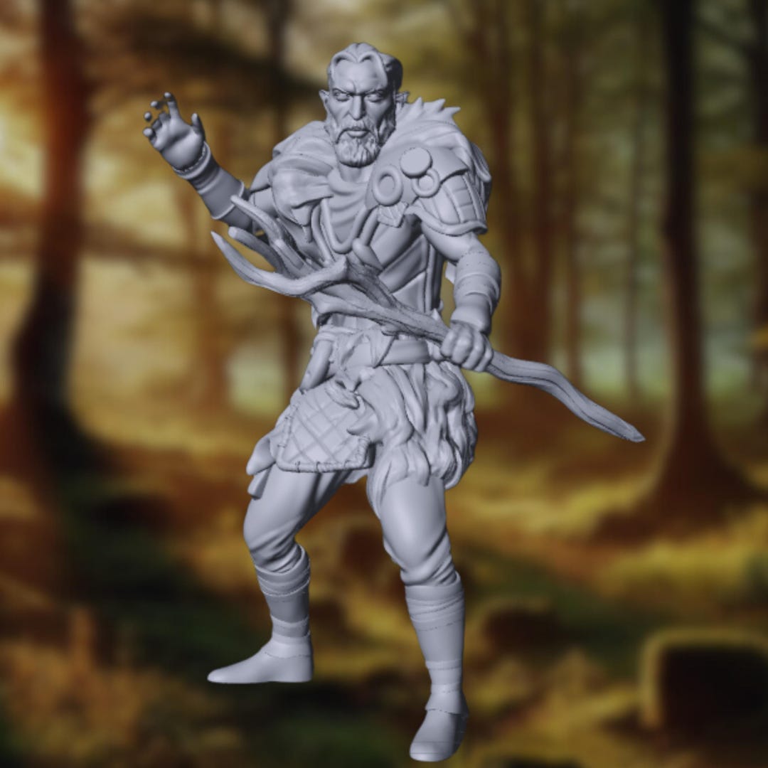 Wood Elf Druid Mini | Staff-wielding Circle of the Moon Miniature for ...