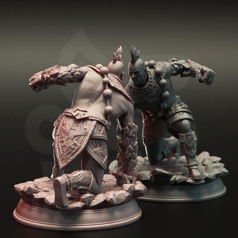 Hulking Earth Genasi Barbarian Mini | Stone-fisted Monk Unarmed Fighter ...