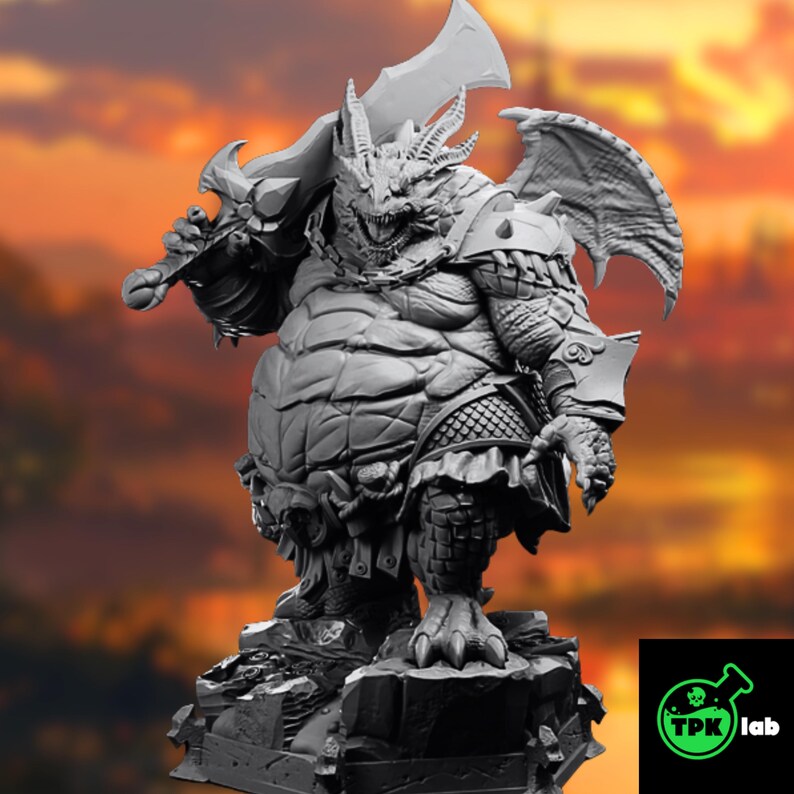 Large Dragonborn Paladin or Villain Boss Miniature | Corrupted Dragon ...