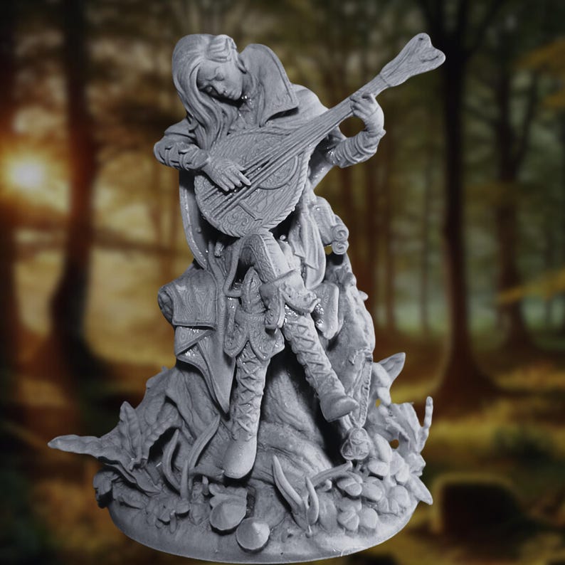 Female Elven Bard Miniature With Lute - Nerikson - (32mm-75mm) - Etsy