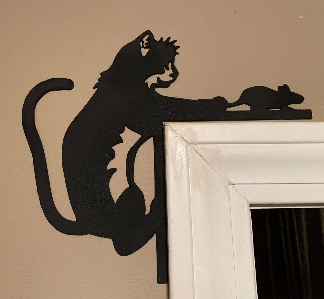Cat and Mouse Door Decor 3D Printed Cat Door Topper Quirky Home Accent ...