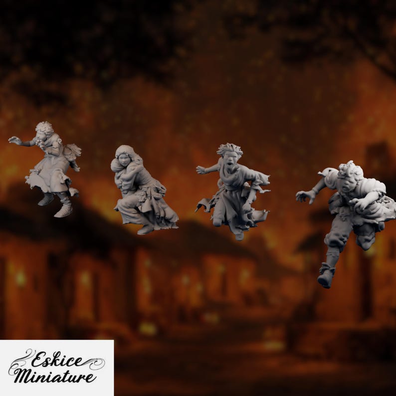 Terrorized Villagers Miniatures Set | Screaming Citizens & Fleeing ...