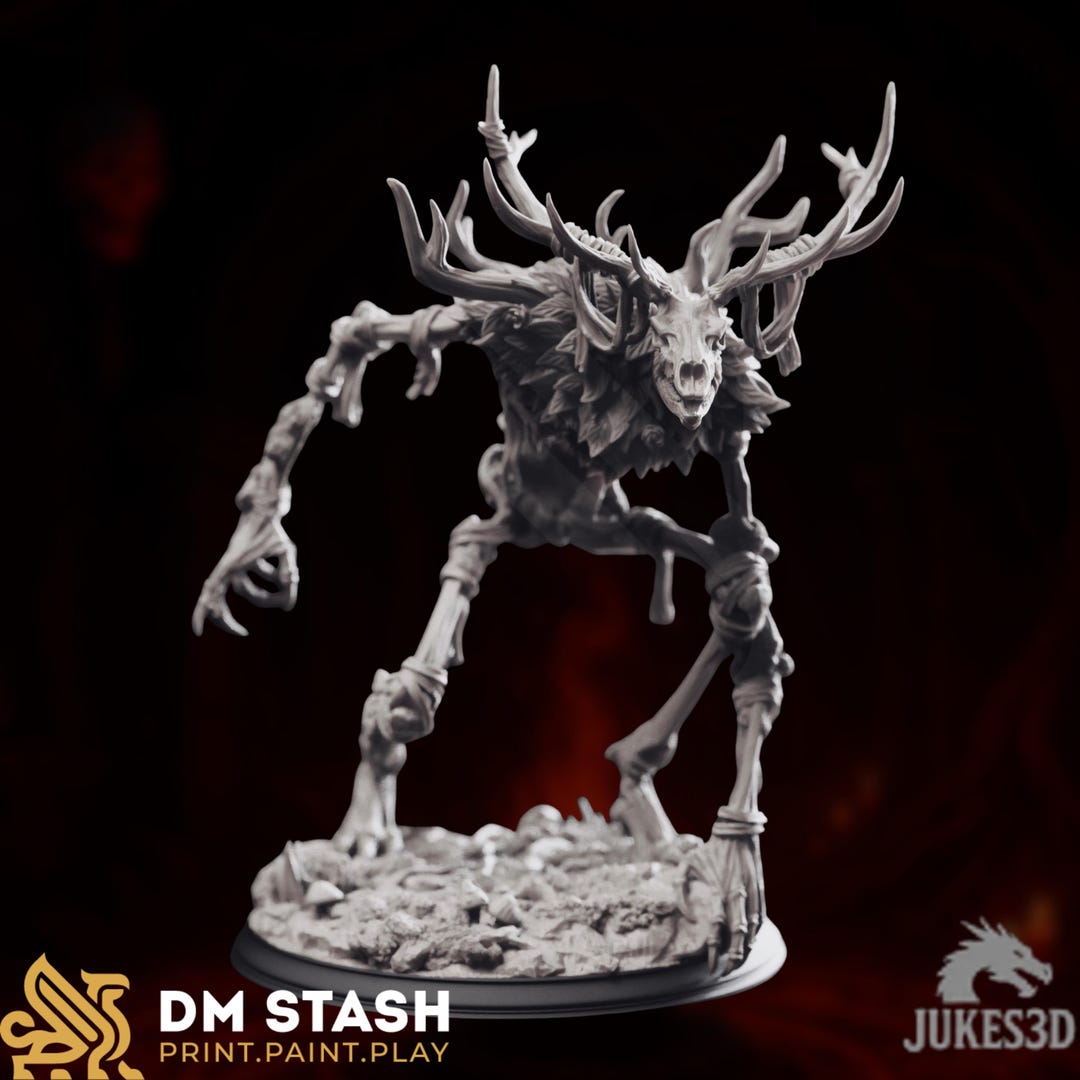 Bone Wight Monster Mini | Undead Forest Horror Miniature | Antlered ...