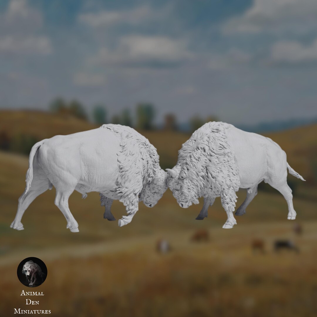 Fighting Bison Miniatures | Paintable Resin Wildlife Sculpture ...