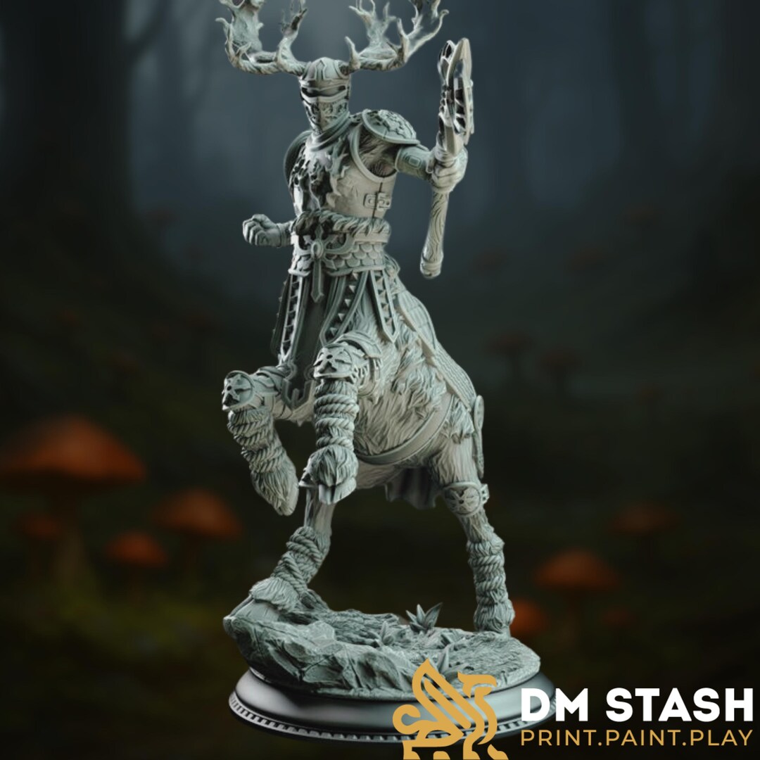 Feywild Stag Centaur Miniature: 32mm Scale Resin Forest Guardian - Etsy