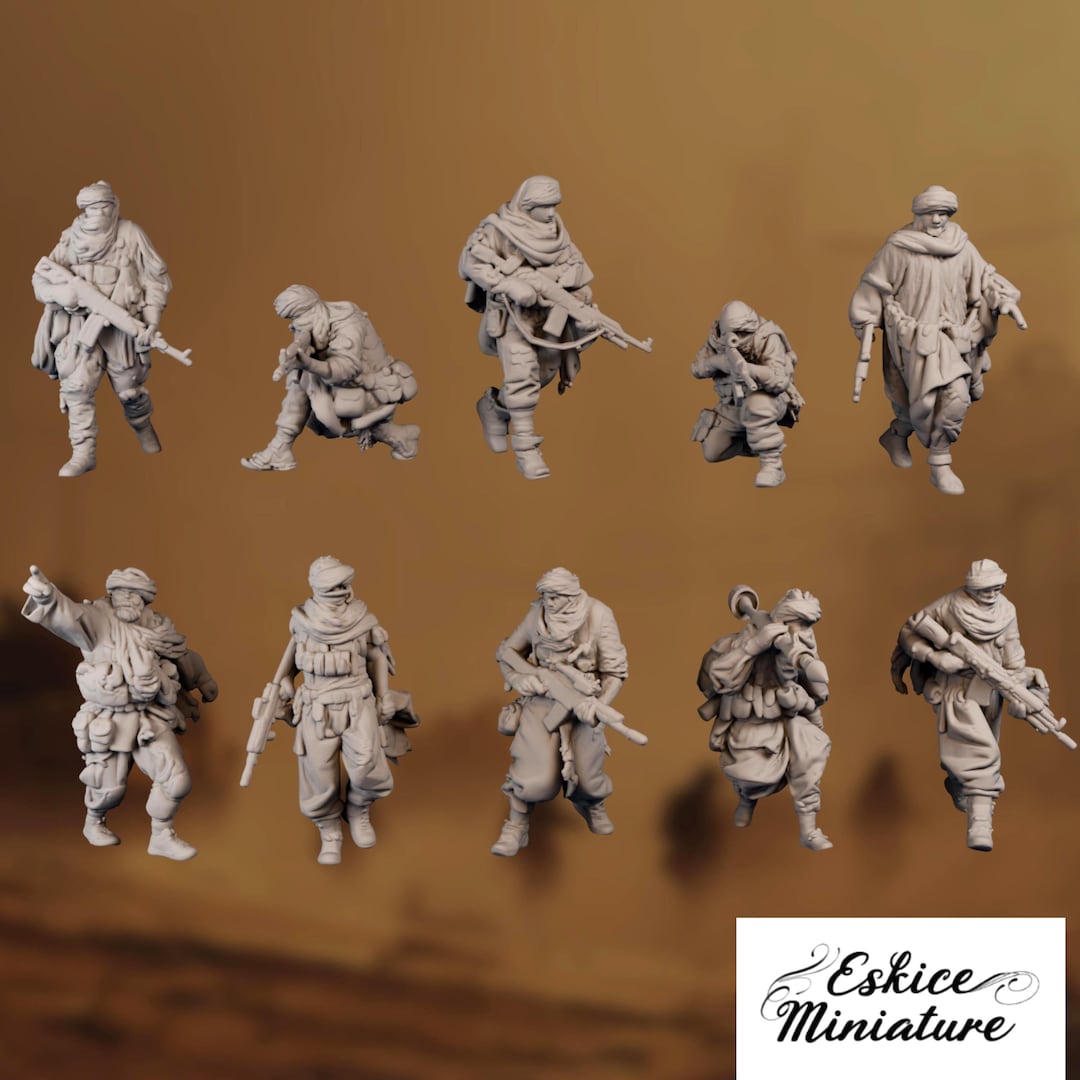 Insurgent Fighter Miniatures | Armed Militia Squad | Modern Wargaming ...