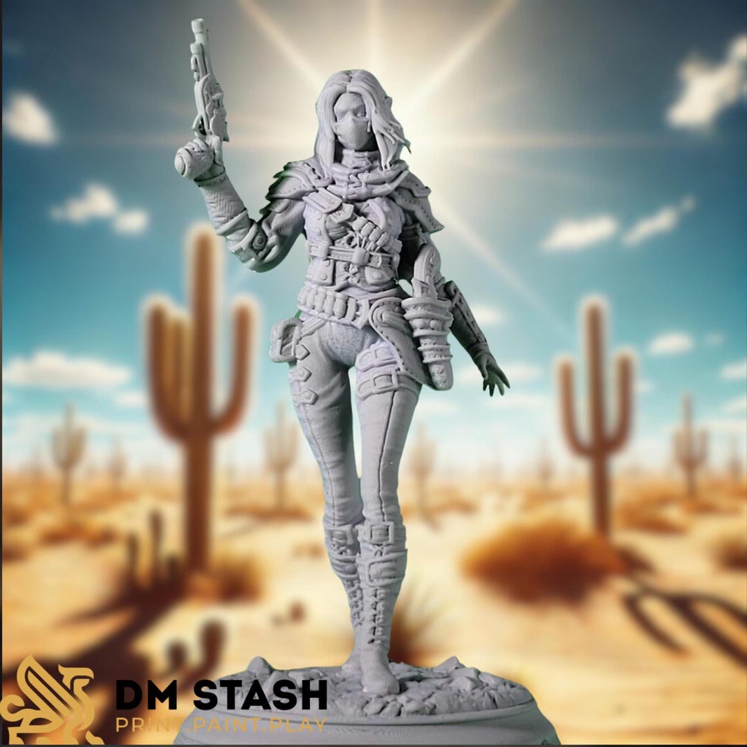 Female Gunslinger Mini | High-elf Bounty Hunter Miniature | by DM Stash - Etsy