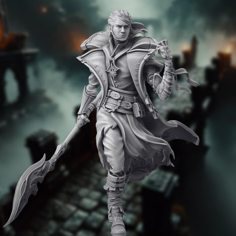 Elven Knight Warlock Mini | Elf Battlemage Miniature | by Nerikson - Etsy