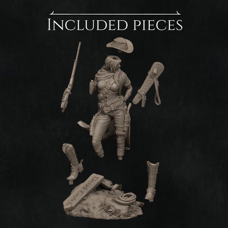 Female Outlaw Miniature | Female Gunslinger With Rifle & Hat | Wild ...