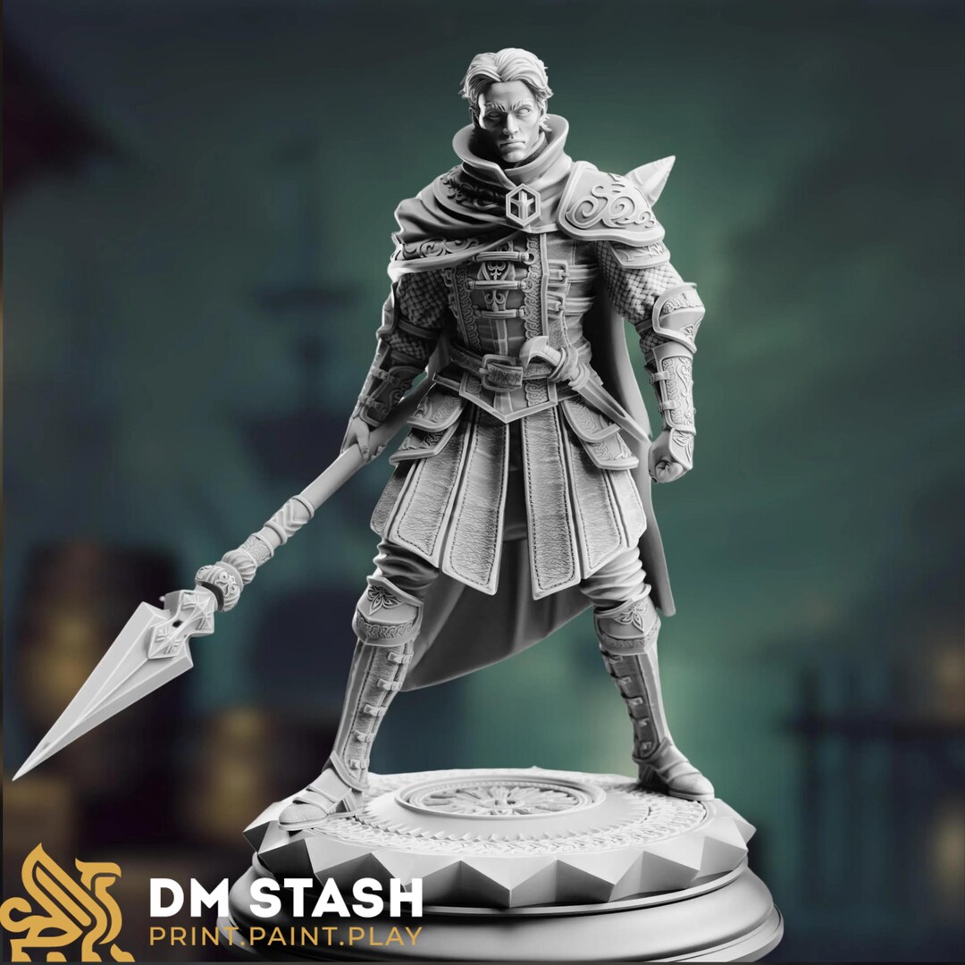 Human Paladin Miniature With Spear | Crown Oath Knight Mini for ...